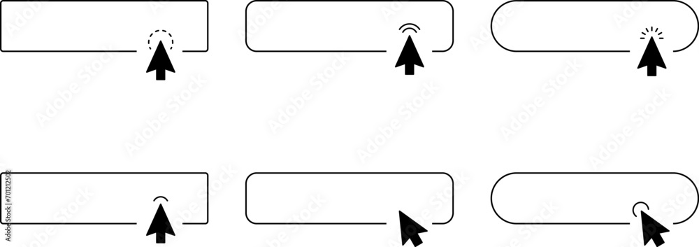 Click Blank Button with pointer clicking. Mouse Pointer Pictogram ...