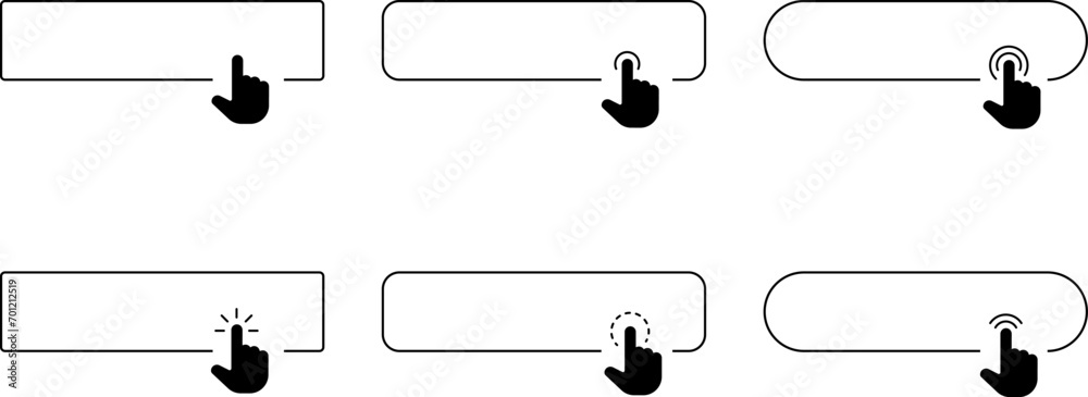 Click Blank Button with pointer clicking. Mouse Pointer Pictogram ...