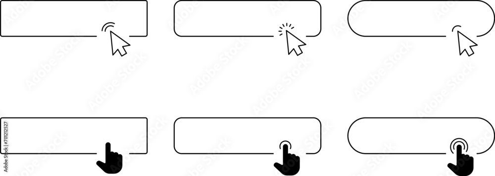 Click Blank Button with pointer clicking. Mouse Pointer Pictogram ...