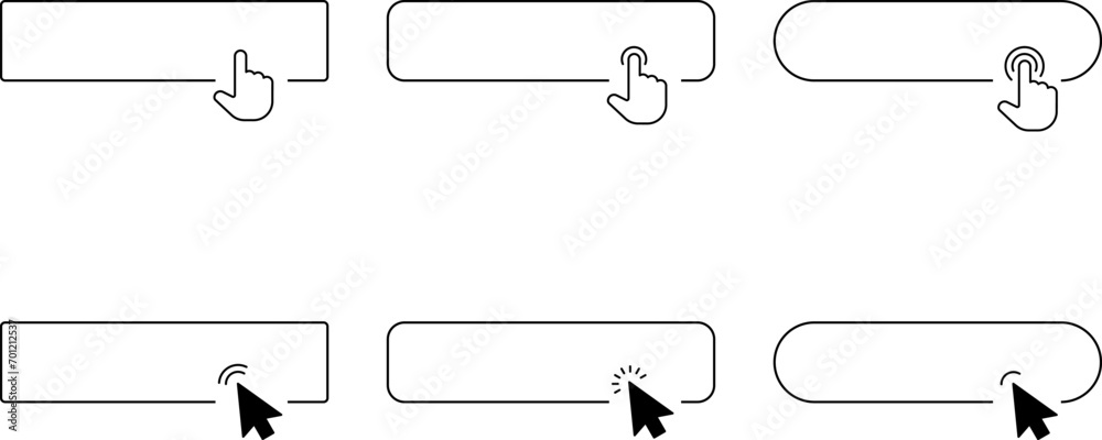 Click Blank Button With Pointer Clicking Mouse Pointer Pictogram Action Button Cursor Icon