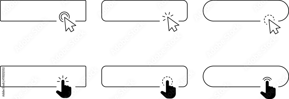 Click Blank Button With Pointer Clicking Mouse Pointer Pictogram Action Button Cursor Icon
