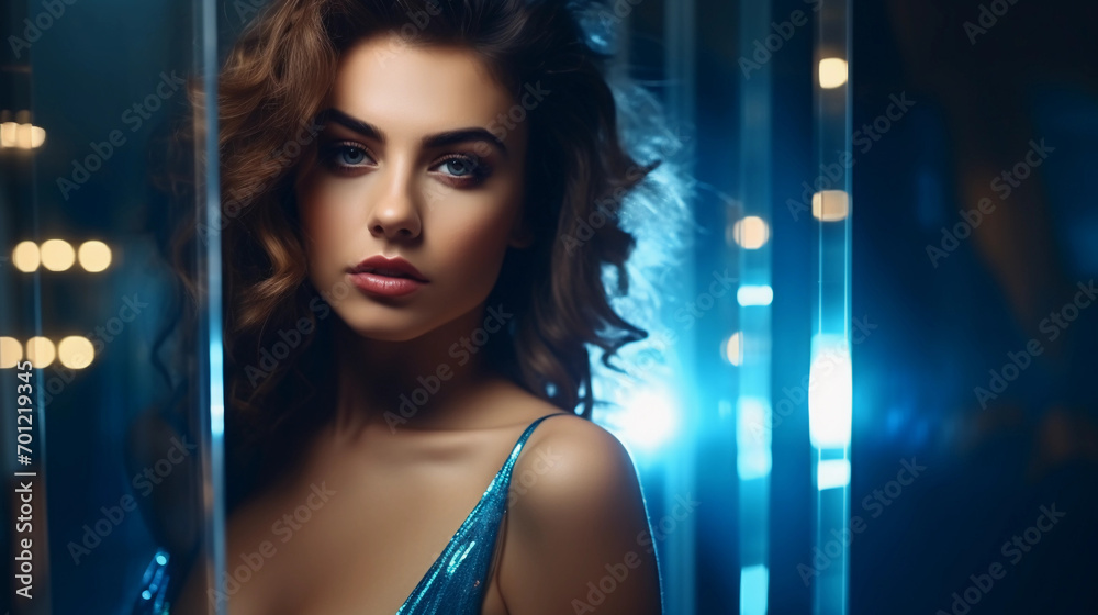 Beauty Fashion Glamour Girl posing in the party night. young woman ...