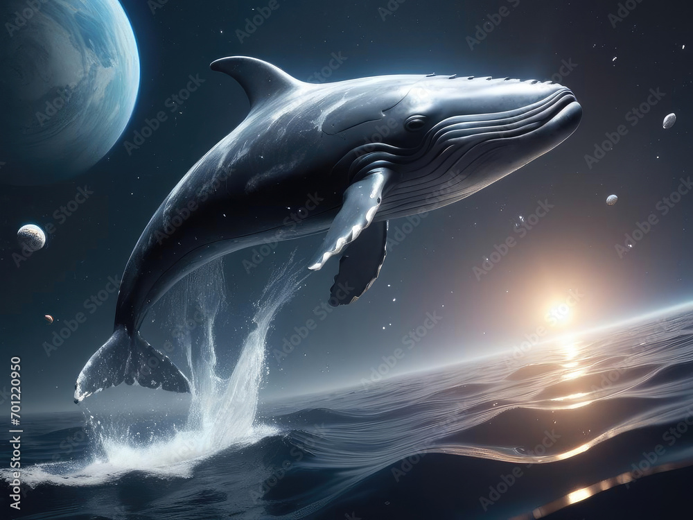 Futuristic Space Whale Unreal Engine 3d Render Of A Majestic And