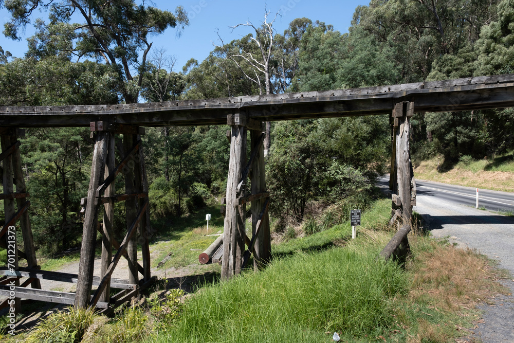 Side view of the wooden old Monbulk iconic Puffing Billy-Railway ...