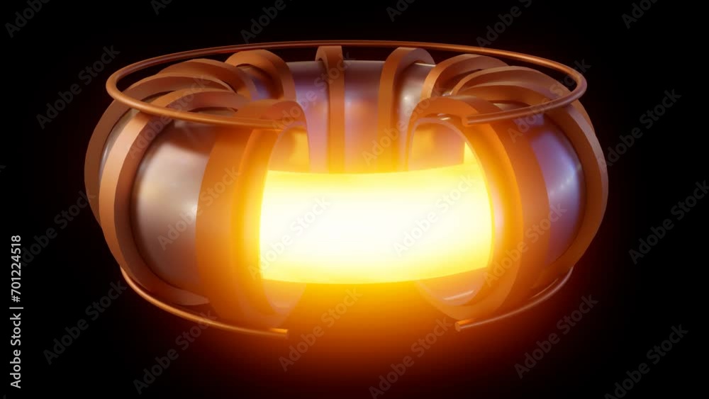 A miniaturized model of a fusion reactor, depicted in a 3D animation ...