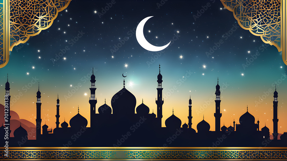 islamic background with beautifaul masjid Stock Photo | Adobe Stock