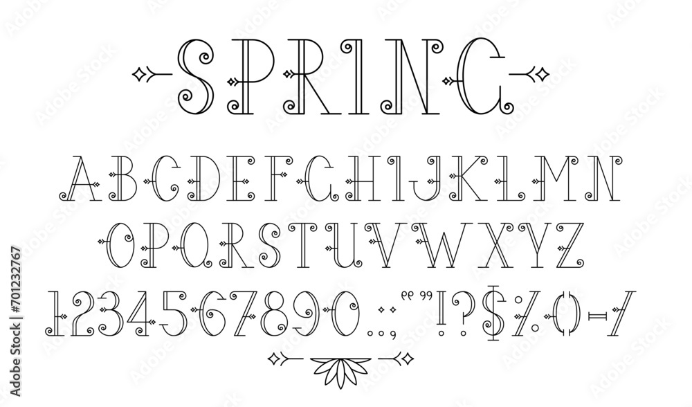 Grafika wektorowa Stock: Elegant floral monoline font, monogram type or ...