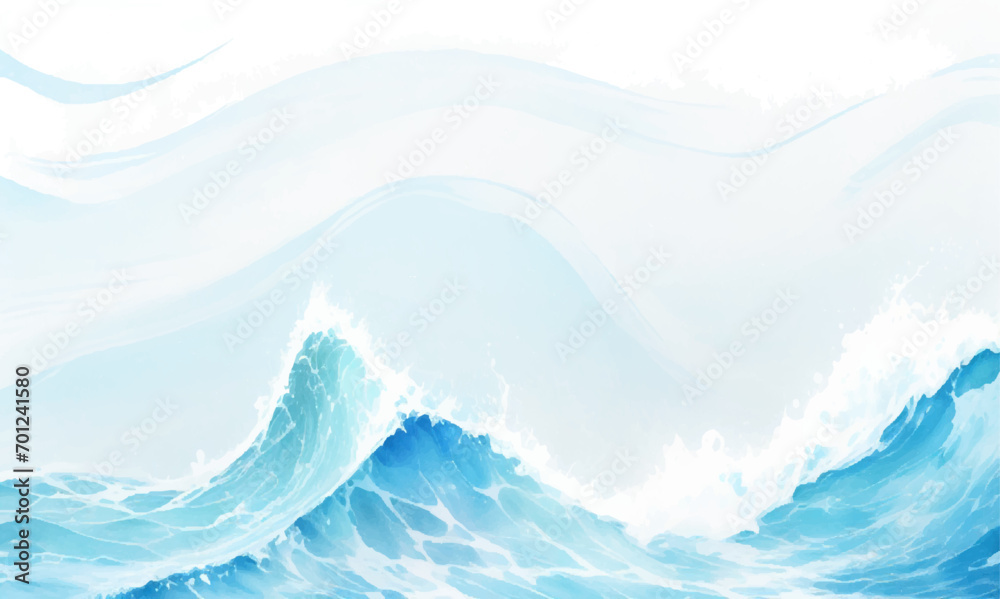 Vector ocean wave line blue and white background. Ocean sea art with ...