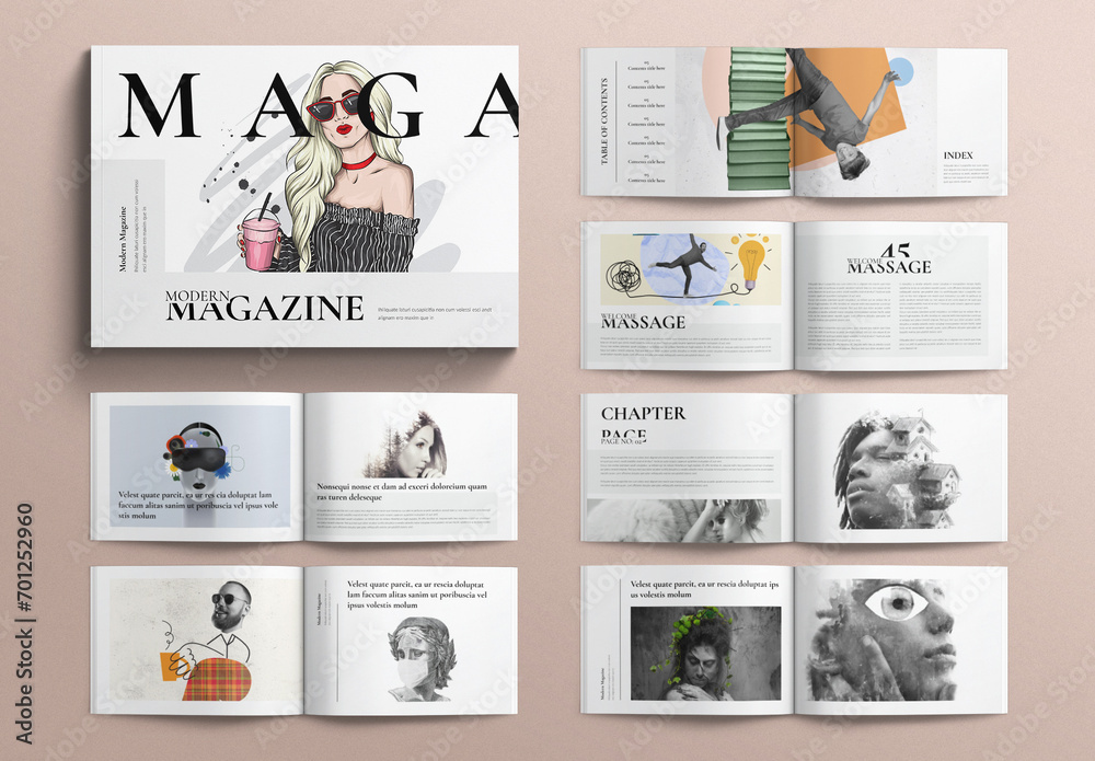 Modern Magazine Template Design Layout Landscape Stock Template | Adobe ...