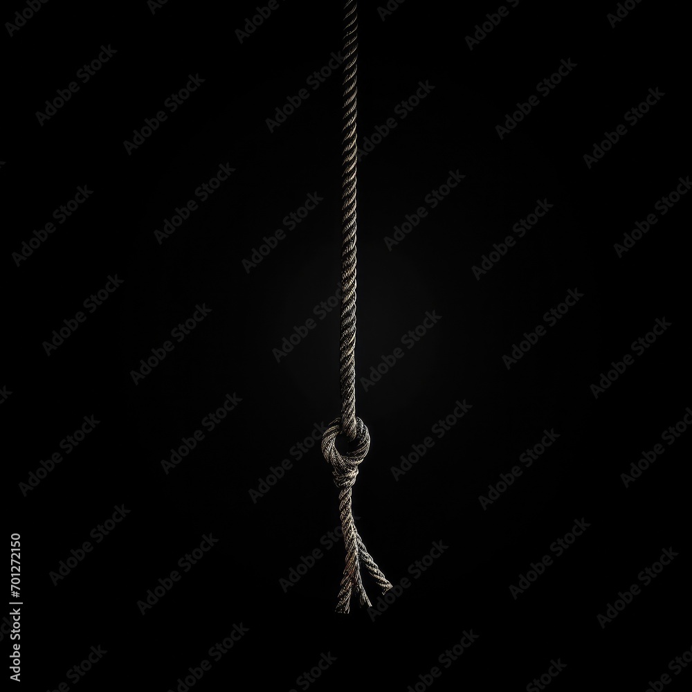 Hangman's loop on the black background. Capital punishment, suicide ...