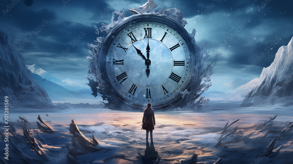 Foto de Time travel Technology Background with Clock concept and Time ...