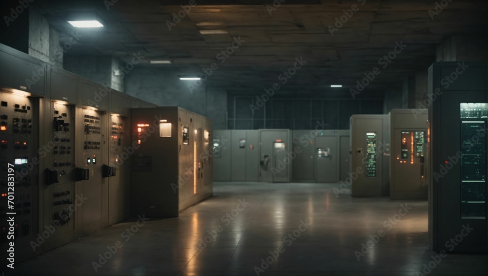 Fortified data vault: Underground bunker, thick walls, encryption ...