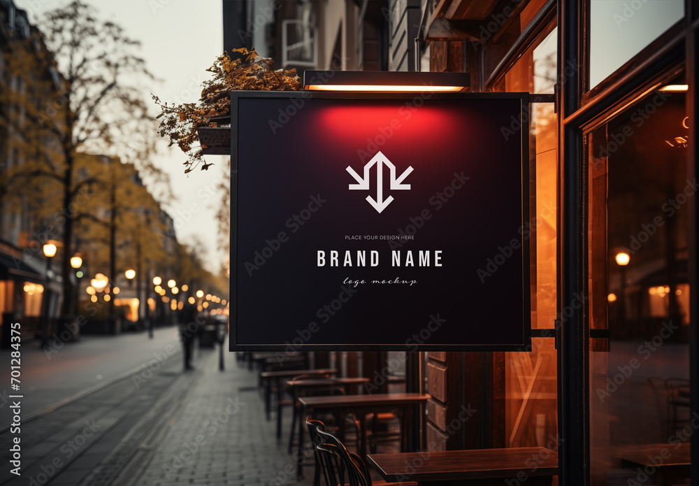 Sign Board Mockup Generated with AI Stock Template | Adobe Stock