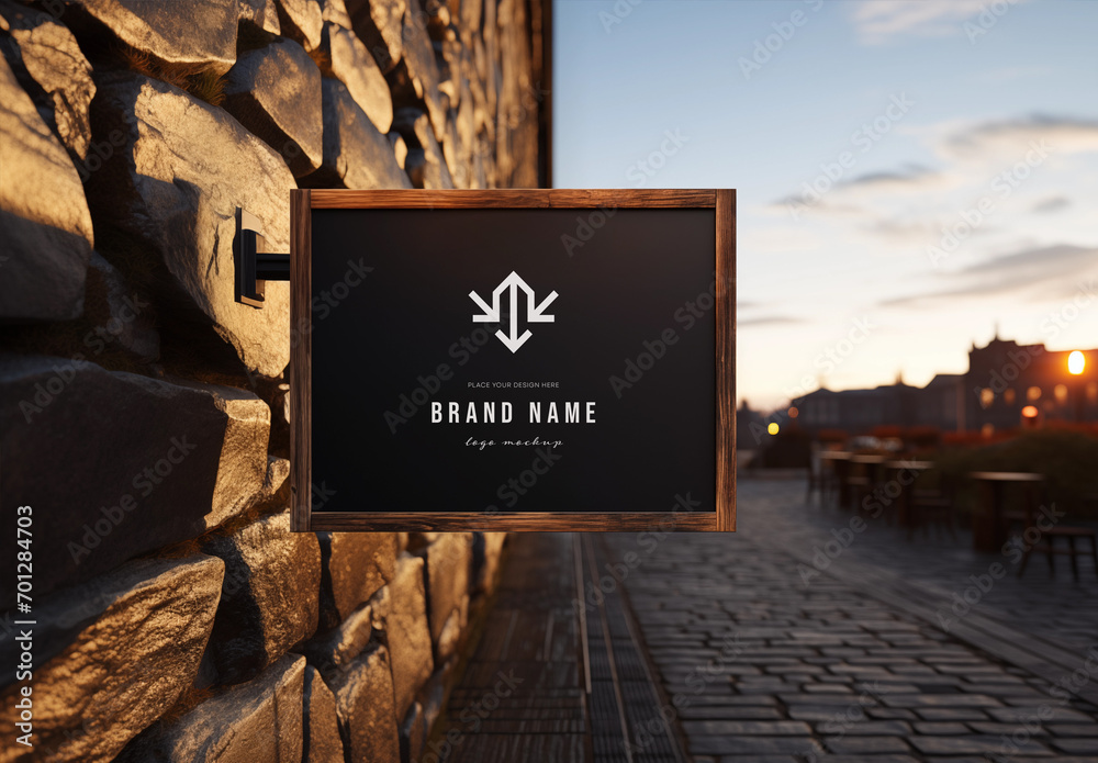Sign Board Mockup Generated with AI Stock Template | Adobe Stock