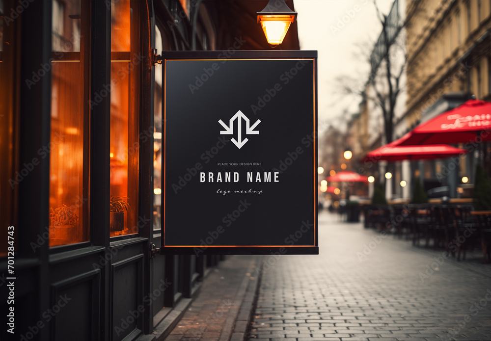 Sign Board Mockup Generated with AI Stock Template | Adobe Stock