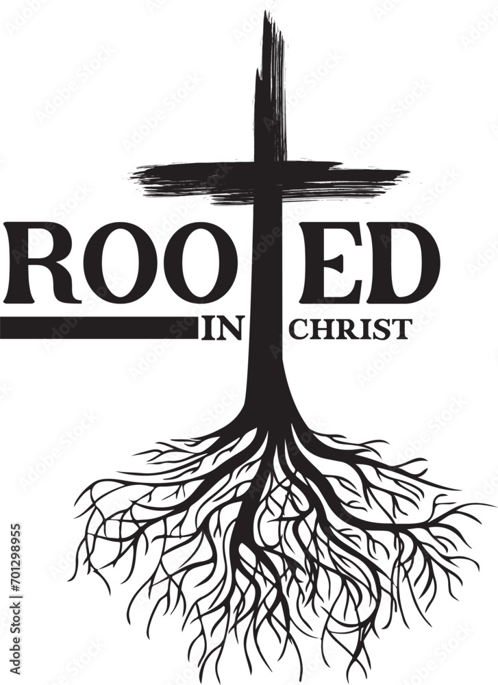 Vetor de Rooted in Christ svg, Christian svg, dxf, png, Christian Quote ...