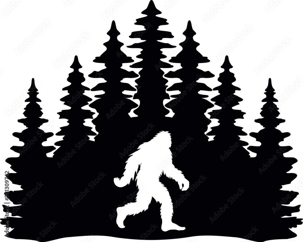 Bigfoot Sasquatch Forest SVG Cut File for Cricut and Silhouette, EPS ...