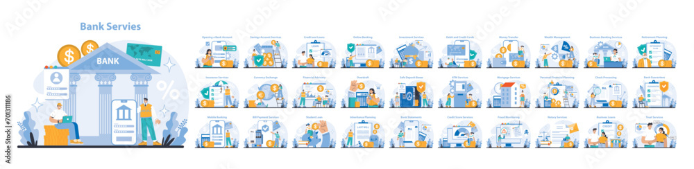 Bank Services set. From account opening to wealth management, a ...