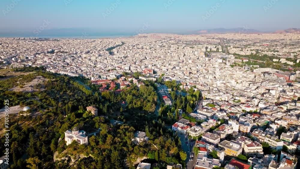 Aerial view of the ancient citadel Acropolis of Athens, historical ...