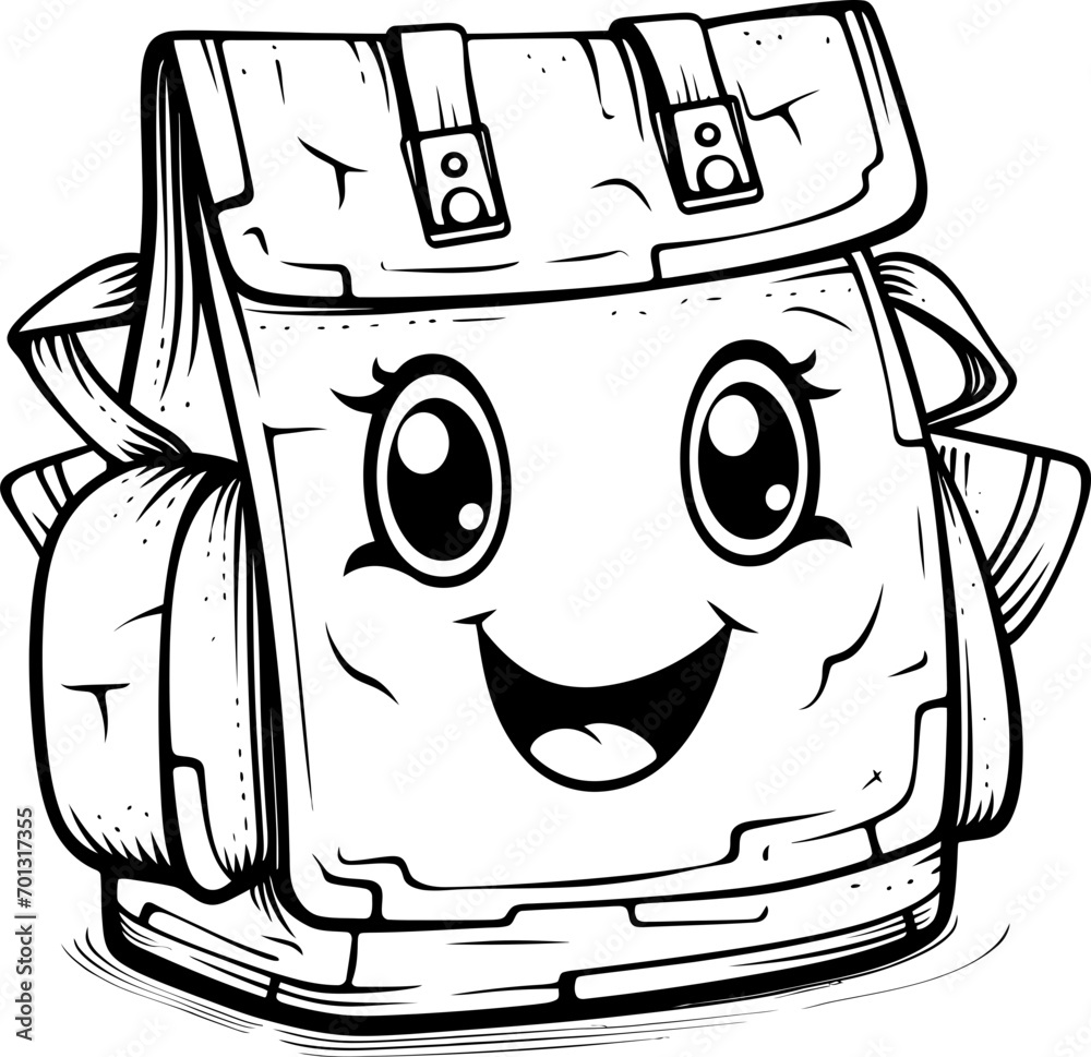 Bag cartoon face emoji vector, coloring page Stock Vector | Adobe Stock