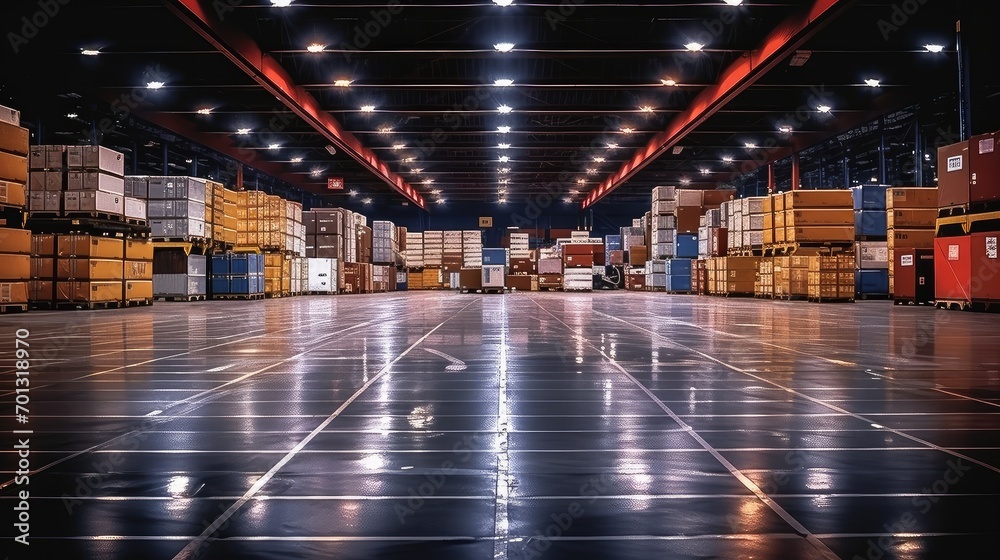 Warehouse on a military base. Soldiers and workers during warehouse ...