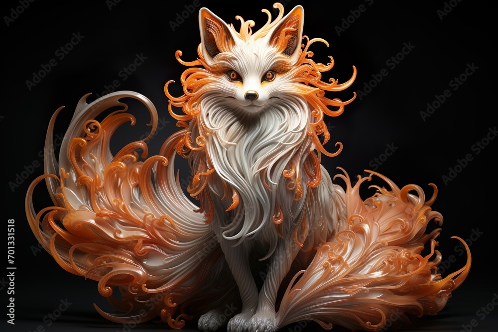 Beautiful and elegant white and red fox model Stock Photo | Adobe Stock