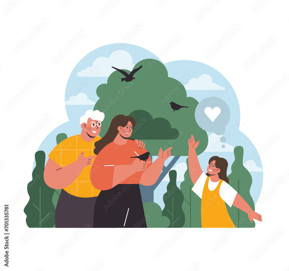 Heartwarming Family Moment. Young woman and elderly man stands with a ...