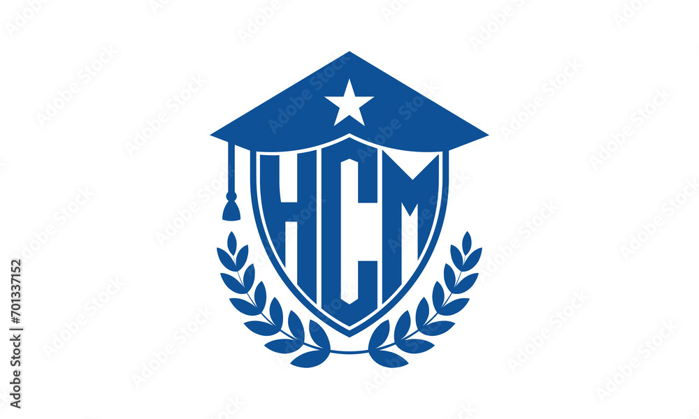 HCM three letter iconic academic logo design vector template. monogram ...
