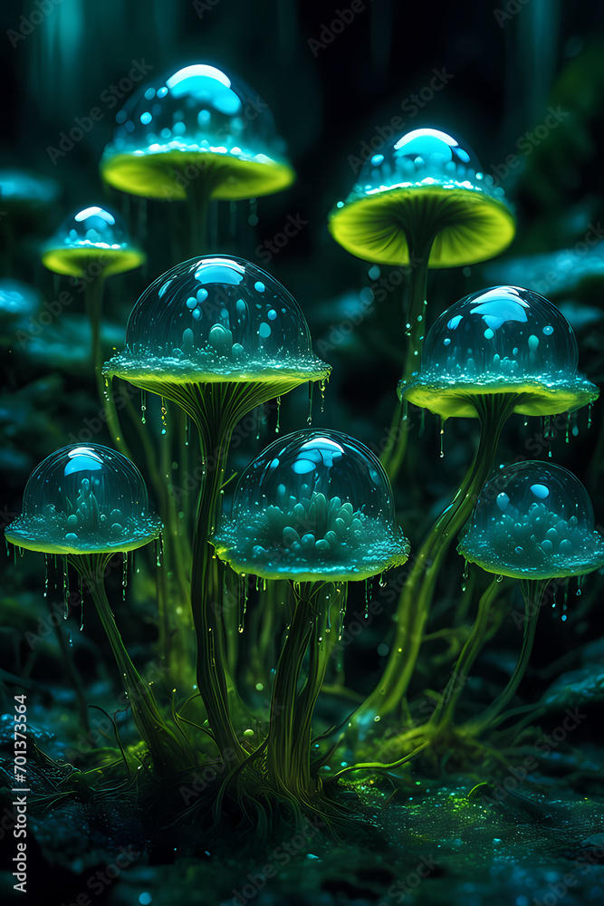 Bioluminescent in Dunt jungle, magical alien macro mini, Colorful ...