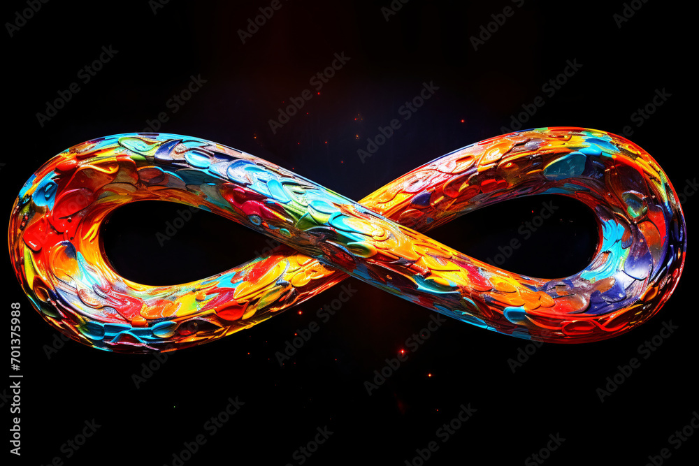 Rainbow-colored infinity sign, the symbol for neurodiversity, autism ...