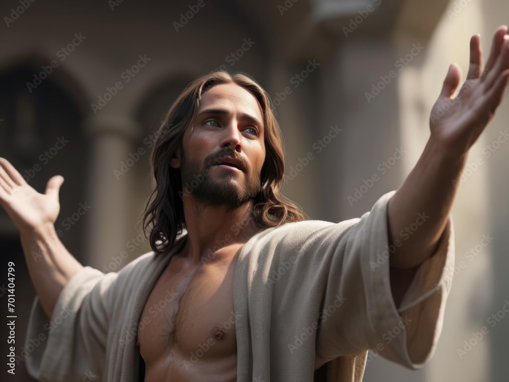 Infinite Love - Ultra-realistic 8K render of Jesus with outstretched ...