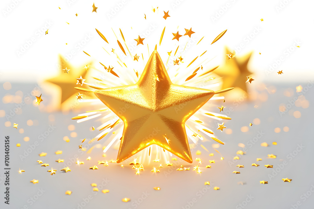 3D Gold star sparkle emoji. Cute fireworks element. Magic effect ...