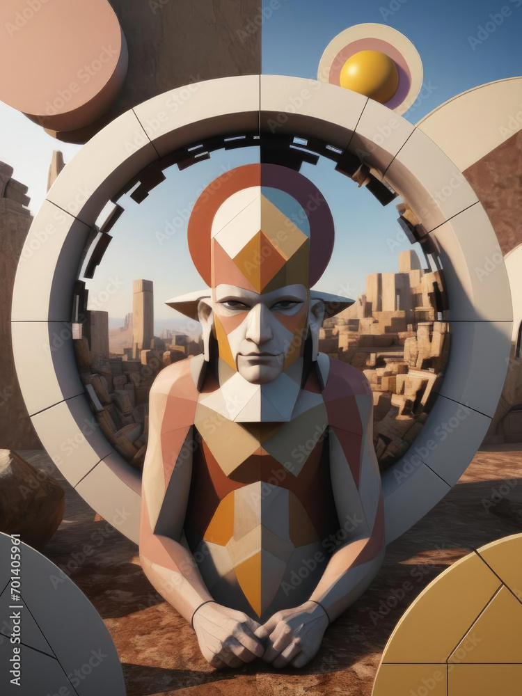 Cubist Fragmentation of Ra - ultra-realistic 8K render of the sun god ...