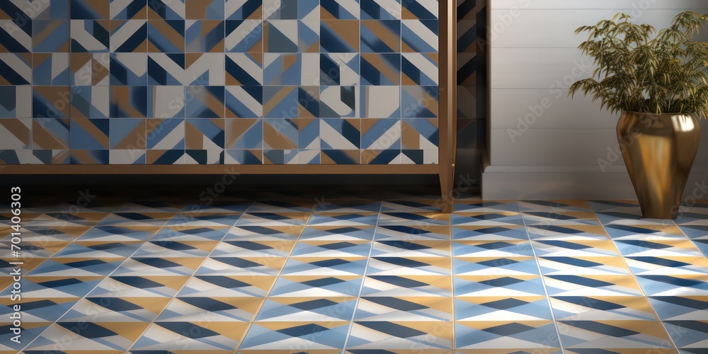 Geometric featuring an intricate tile wall edging pattern. It draws ...