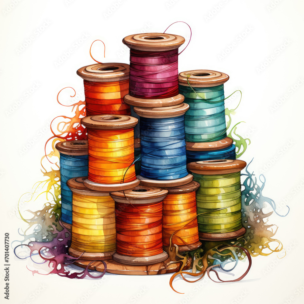 watercolor Spool of thread clipart, Generative Ai Stock Illustration ...
