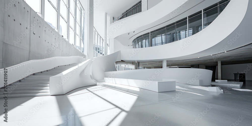 Empty abstract architectural building characterized by minimal concrete ...