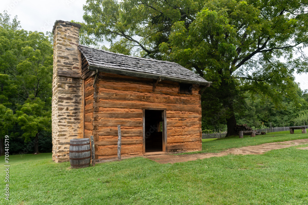 Slave cabin at Booker T. Washington National Monument in rural Virginia ...