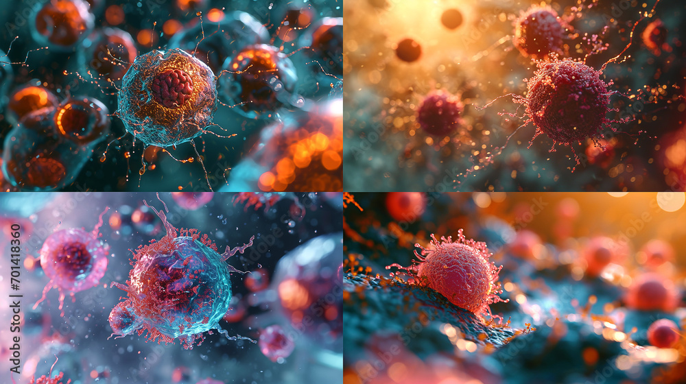 Immune cell, nucleus animation style, biology. Natural colors and ...