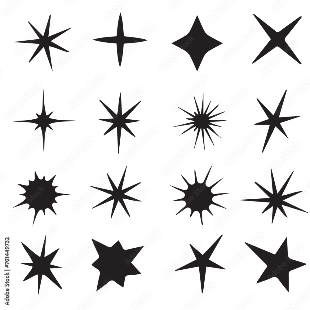 Star icons. Twinkling stars. Sparkles, Magic glint, shiny glitter ...