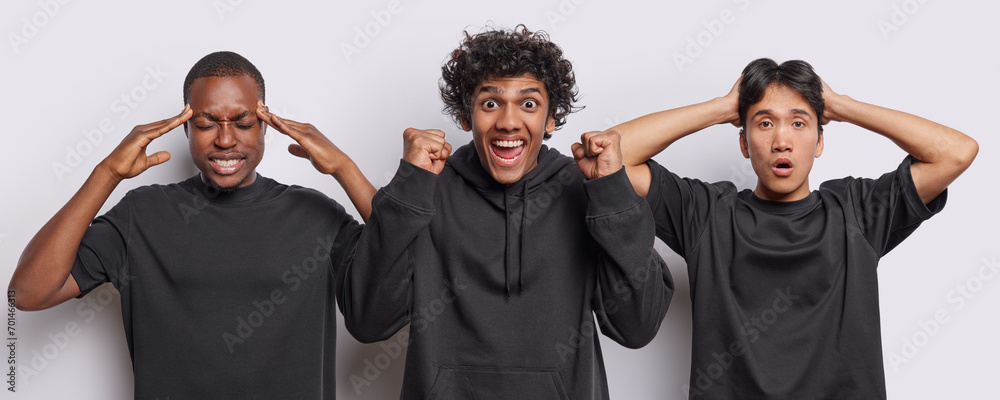 Emotional Curly Haired Hindu Man Clenches Fists And Exclaims Loudly