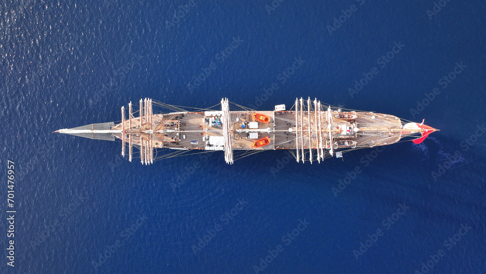 Aerial drone photo of masterpiece 3 mast barque or barc type classic ...
