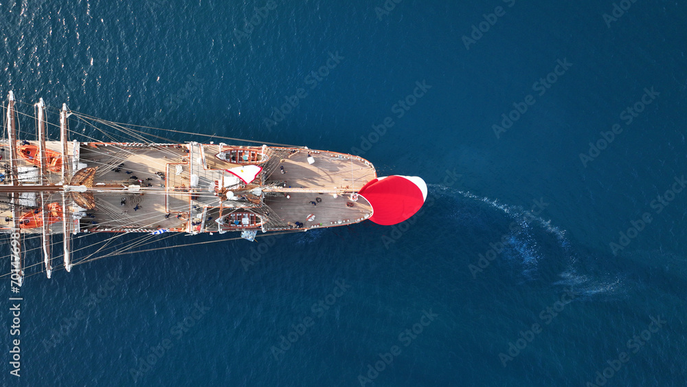 Aerial drone photo of masterpiece 3 mast barque or barc type classic ...