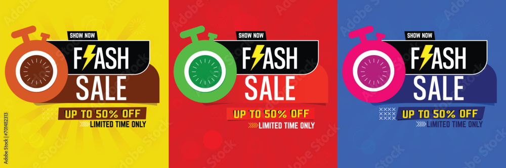 Flash Sale Shopping Poster or banner with Flash icon and text on red ...