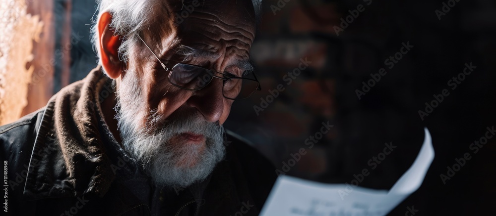 Upset frustrated poor bankrupt retired old man with no money freezing ...