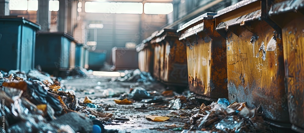 Workers sort infected bins for destruction in a waste disposal facility ...