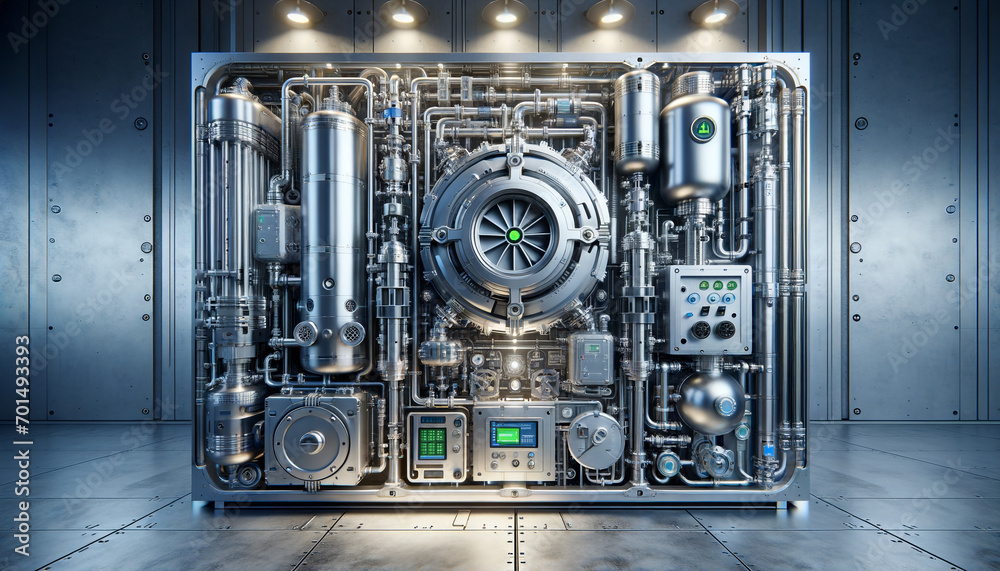 Cutting-edge hydrogen fuel cell system with sleek design and exposed ... Cutting-edge hydrogen fuel cell system with sleek design and exposed ...