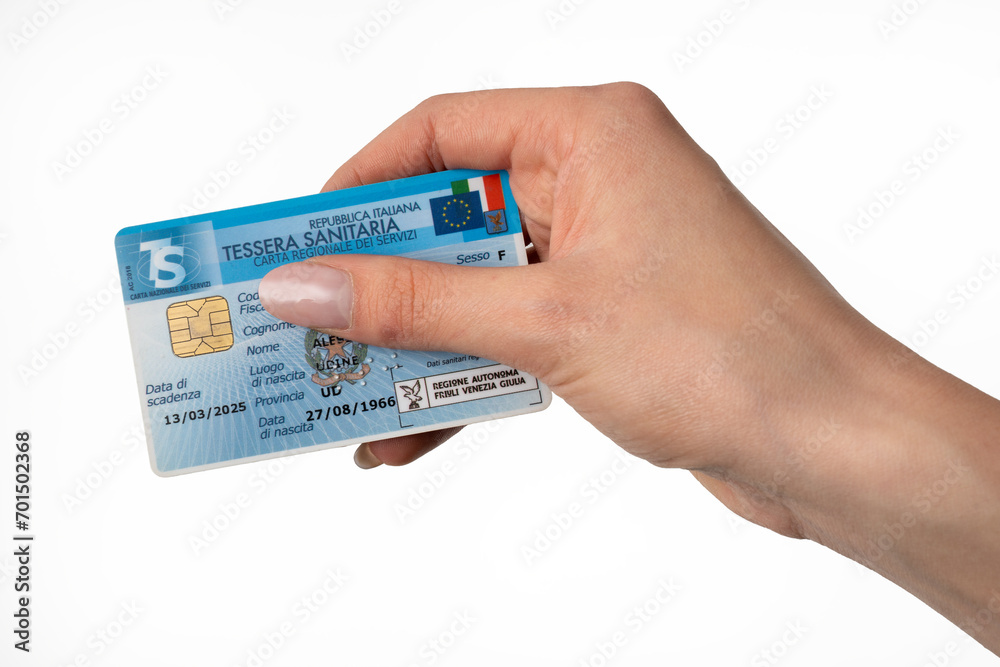 Italian health card. isolated white background. Udine Italy_December 22 ...