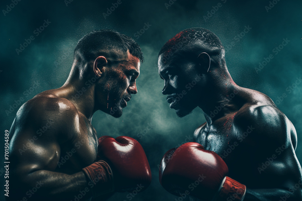 Boxing contact sport, martial art, athletes strike each other with ...