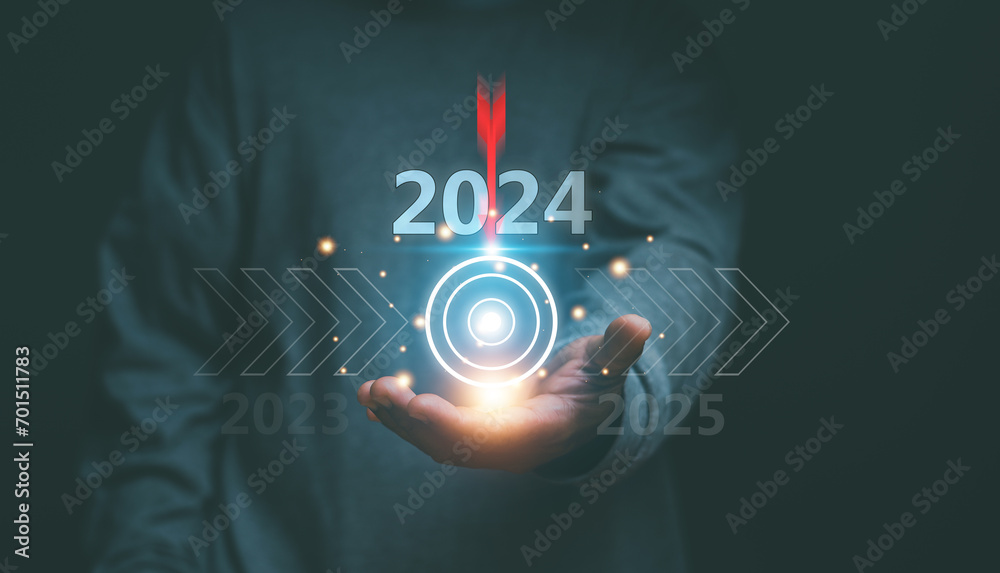 2024 business planning and strategy to target concept, Businessman ...