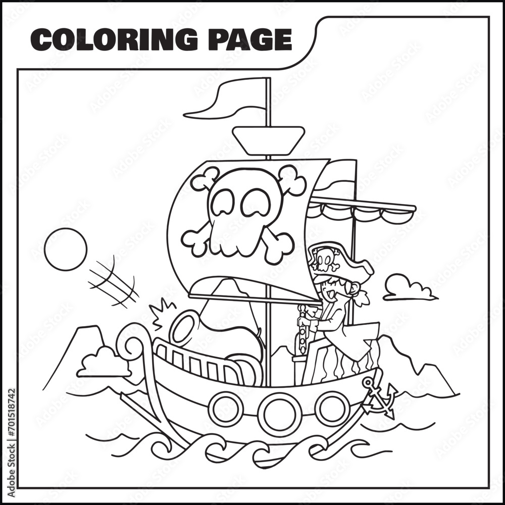 cartoon pirate Coloring Page collections, cute pirate vector ...